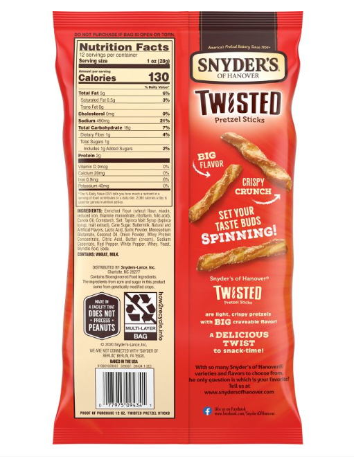 Snyders Of Hanover Twisted Pretzel Sticks 12oz Accesorios Mexicali